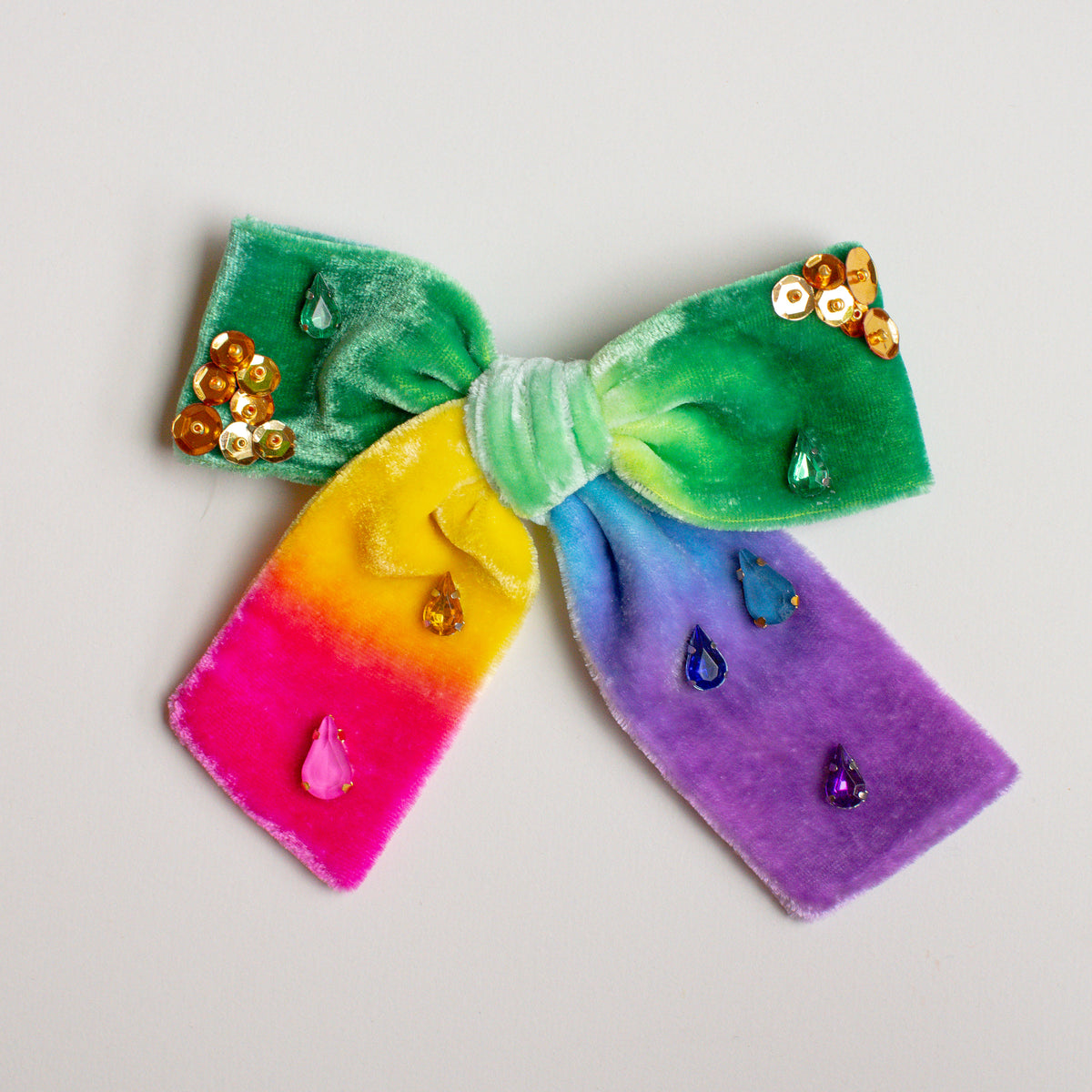 Raindrops Rainbow | Embellished Velvet Bows – Fig & Moss